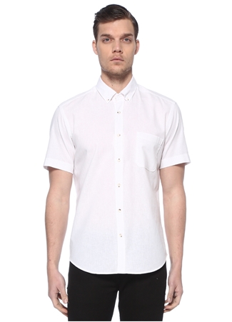 Beymen Club Erkek Beyaz Polo Yaka Kısa Kollu Gömlek S