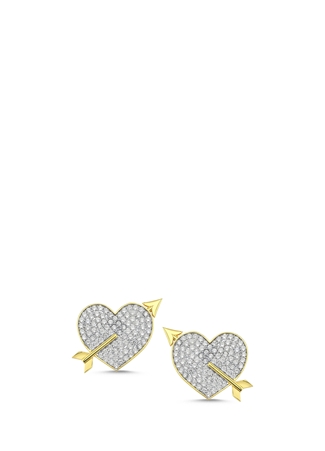 Mers Kadın Taşlı Kalp Formlu Gümüş Rengi Küpe EU Mers Kadın Taşlı Kalp Formlu Gümüş Rengi Küpe EU