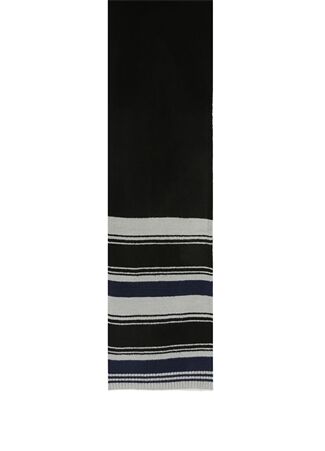 Beymen Club Erkek Siyah Çizgi Desenli Ribli Atkı EU