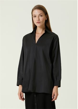 Beymen Club Kadın Siyah Gömlek Yaka Tafta Bluz XS