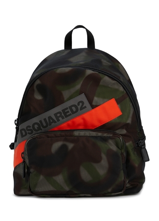 Dsquared2 Erkek Yeşil Kamuflaj Desenli Logolu Sırt Çantası EU Dsquared2 Erkek Yeşil Kamuflaj Desenli Logolu Sırt Çantası EU