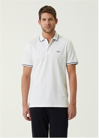 Zegna Erkek Beyaz Polo Yaka Logo Nakışlı T-shirt 50 IT
