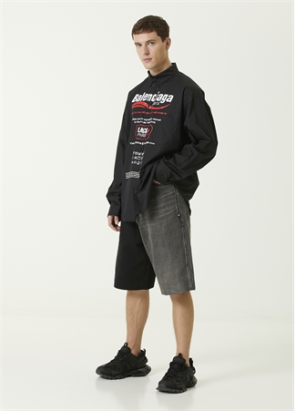 Balenciaga Erkek Colorblocked Logo Detaylı Denim Bermuda Siyah 3 IT Balenciaga Erkek Colorblocked Logo Detaylı Denim Bermuda Siyah 3 IT