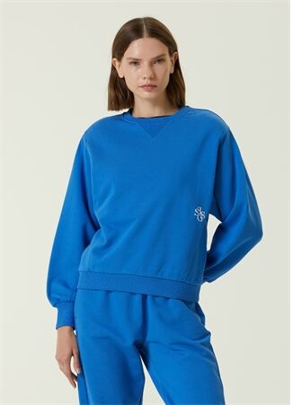 So Far Good Kadın Mavi Logolu Vatkalı Sweatshirt S EU