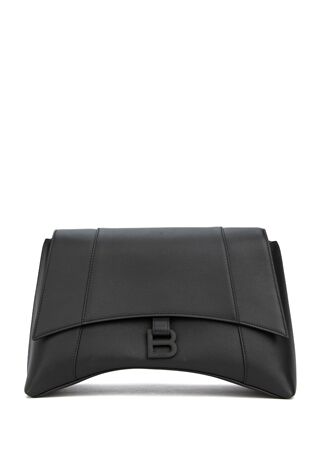 Balenciaga Kadın Hourglass Siyah Logolu Deri Omuz Çantası EU Balenciaga Kadın Hourglass Siyah Logolu Deri Omuz Çantası EU
