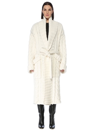 Dolce&Gabbana Kadın Oversize Beyaz Kuşaklı Saç Örgü Yün Ceket 40 IT Dolce&Gabbana Kadın Oversize Beyaz Kuşaklı Saç Örgü Yün Ceket 40 IT