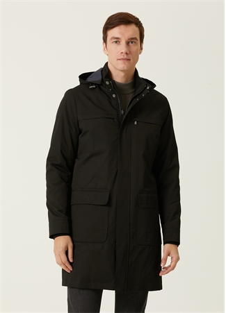 Pal Zileri Erkek Siyah Kapüşonlu Beli Büzgülü Parka 50 IT Pal Zileri Erkek Siyah Kapüşonlu Beli Büzgülü Parka 50 IT