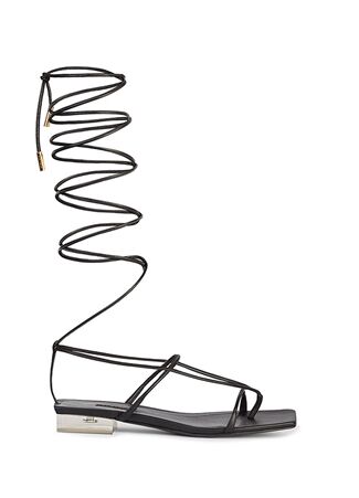 Versace Kadın Antheia Siyah Bağcıklı Deri Sandalet 38 EU