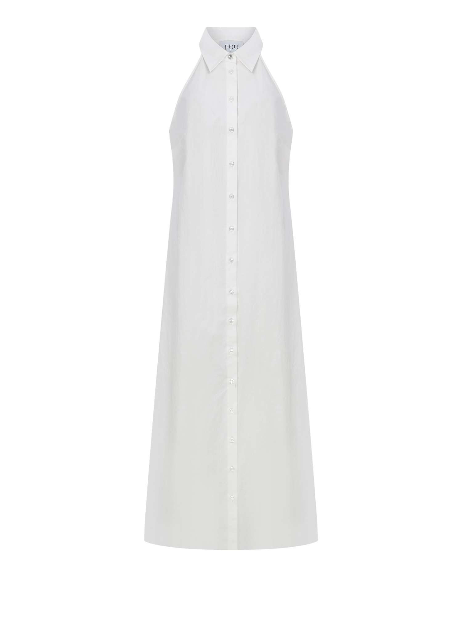 Fou Paris Beyaz Kadın Mais Beyaz Gömlek Yaka Kolsuz Kadın Uzun Elbise ...