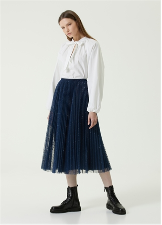 Red Valentino Kadın Lacivert Sim Detaylı Piliseli Midi Tül Etek Mavi 44 IT Red Valentino Kadın Lacivert Sim Detaylı Piliseli Midi Tül Etek Mavi 44 IT