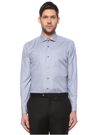 Pal Zileri Erkek Mavi Çizgili Gömlek 4 IT