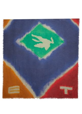 Etro Kadın Colorblocked Logolu Şal Lacivert EU