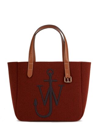 Jw Anderson Kadın Bordo Logo Nakışlı Yün Omuz Çantası EU