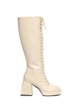 Nodelato Kadın Bulla Ward Ekru Topuklu Rugan Çizme Bej 38 EU
