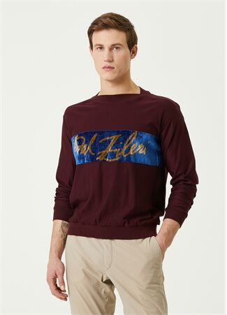 Pal Zileri Erkek Bordo Logo Detaylı Sweatshirt 50 IT
