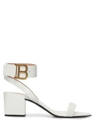 Balmain Kadın Stella Beyaz Logo Detaylı Deri Sandalet 37 EU