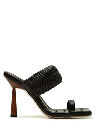 Gia Couture x Rhw Kadın Siyah Örgü Doku Bantlı Deri Terlik 37 EU