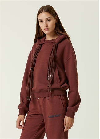Ambush Kadın Kahverengi Kapüşonlu Logolu Sweatshirt S EU Ambush Kadın Kahverengi Kapüşonlu Logolu Sweatshirt S EU