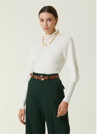 Chloe Kadın Beyaz Yakası Fırfırlı Yün Triko S EU Chloe Kadın Beyaz Yakası Fırfırlı Yün Triko S EU