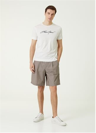 Emporio Armani Erkek Vizon Yüksek Bel Pilili Bermuda Bej 48 IT