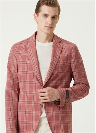 Pal Zileri Erkek Bordo Ekoseli Yün Ceket 46 IT