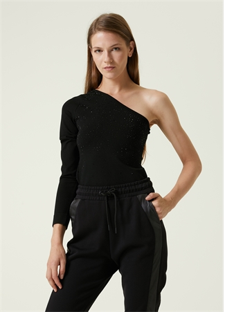 Beymen Club Kadın Siyah Serpme Taşlı Tek Omuz Kazak XS Beymen Club Kadın Siyah Serpme Taşlı Tek Omuz Kazak XS