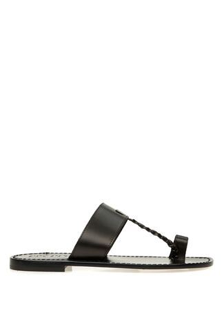 Capri Positano Sandals Kadın Siyah Bantlı Deri Terlik 36 EU