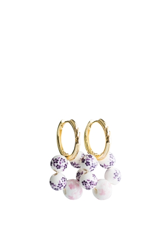 Chasing Pieces Kadın Pinky Pie Desenli Altın Rengi Kaplama Küpe Mor EU