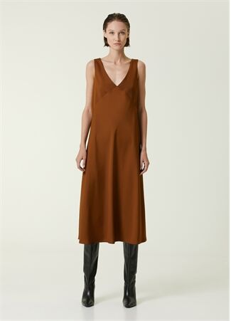 Beymen Collection Kadın Kahverengi Midi Elbise 42