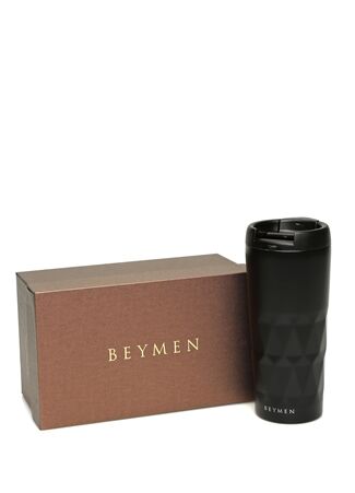 Beymen Hediye Siyah Geometrik Dokulu Çelik Termos