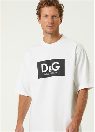 Dolce&Gabbana Erkek Beyaz Kontrast Logo Detaylı T-shirt S EU Dolce&Gabbana Erkek Beyaz Kontrast Logo Detaylı T-shirt S EU
