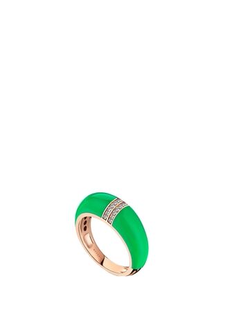 Mevaris Kadın Modernity Yeşil Pırlantalı Altın Rengi Yüzük EU