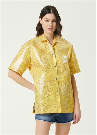 Etro Kadın Sarı Şal Desenli Kısa Kol Gömlek 38 It Etro Kadın Sarı Şal Desenli Kısa Kol Gömlek 38 It