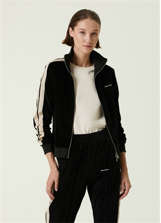 Academia Kadın Siyah Logo Detaylı Şeritli Kadife Sweatshirt XS Academia Kadın Siyah Logo Detaylı Şeritli Kadife Sweatshirt XS