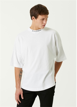 Palm Angels Erkek Beyaz Dik Yaka Logo Detaylı T-shirt S EU Palm Angels Erkek Beyaz Dik Yaka Logo Detaylı T-shirt S EU