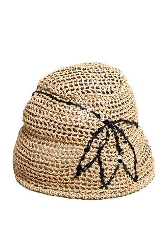 Brunello Cucinelli Kadın Bej Payetli Çiçek İşlemeli Şapka S EU