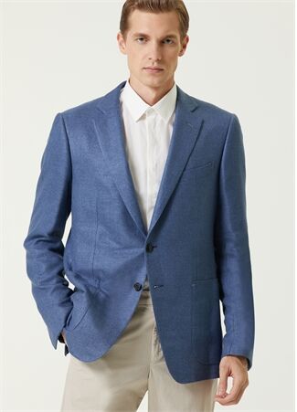 Pal Zileri Erkek Mavi Kelebek Yaka İpek Ceket 52 IT