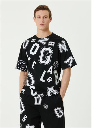 Dolce&gabbana Erkek Siyah Krem Logo Desenli T-shirt 46 It Dolce&gabbana Erkek Siyah Krem Logo Desenli T-shirt 46 It