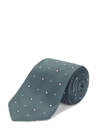 Pal Zileri Erkek Yeşil Mikro Desenli İpek Kravat EU Pal Zileri Erkek Yeşil Mikro Desenli İpek Kravat EU