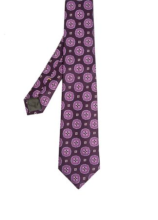 Canali Erkek Mor Mikro Desenli İpek Kravat EU