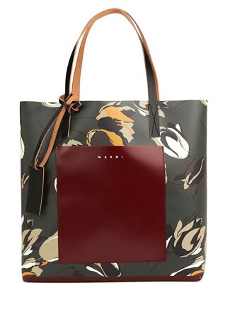 Marni Kadın Colorblocked Yaprak Desenli Çanta EU Marni Kadın Colorblocked Yaprak Desenli Çanta EU
