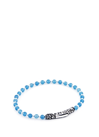 Boga Erkek Mavi Boncuklu Gümüş Rengi Bileklik L EU