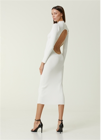 Musier Kadın Beyaz Sırt Detaylı Midi Elbise 38 IT