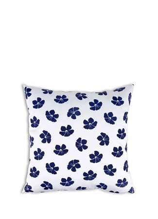 Accract Beyaz Menekşe Desenli Dekoratif Yastık