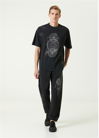 Marcelo Burlon Erkek Siyah Kontrast Baskılı Eşofman Altı L EU Marcelo Burlon Erkek Siyah Kontrast Baskılı Eşofman Altı L EU