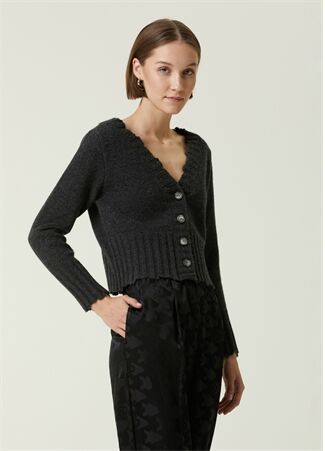 Academia Kadın Antrasit V Yaka Yün Hırka Gri S