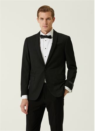 Pal Zileri Erkek Siyah Şal Yaka Saten Biyeli Yün Ceket 46 IT