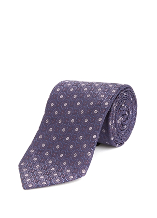 Beymen Collection Erkek Lacivert Geometrik Desenli İpek Kravat EU IT