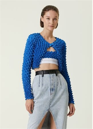 Alexander Wang Kadın Mavi Dokulu Crop Hırka S EU