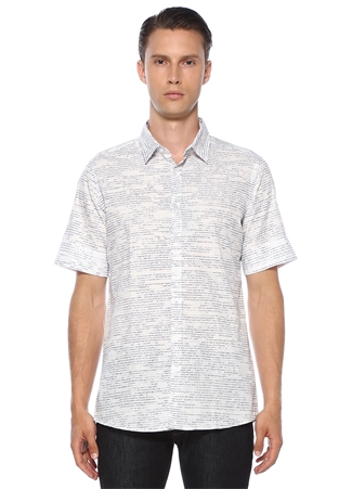 Palzileri Lab Erkek Beyaz Polo Yaka Kontrast Baskılı Kısa Kollu Gömlek Mavi 4 IT